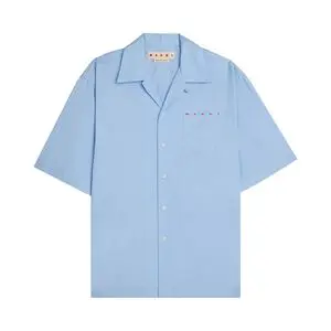 Marni Boxy Fit Logo Bowling Shirt 'iris - Blue