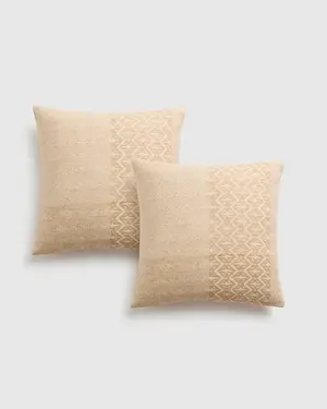 Quince Geometric Silk Blend Pillow Cover - Sand Dune