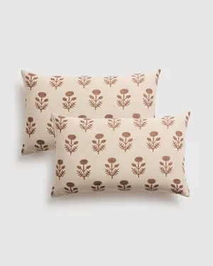 Quince Reversible Block Print Pillow Cover - Rust