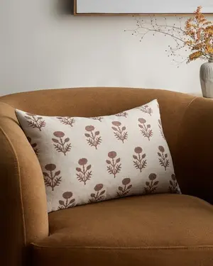 Quince Reversible Block Print Pillow Cover - Rust