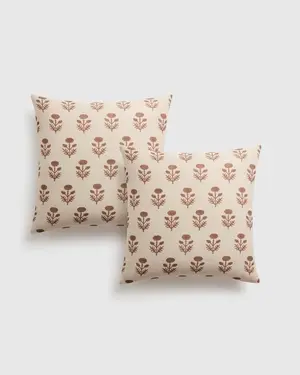 Quince Reversible Block Print Pillow Cover - Rust