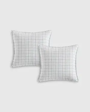 Quince Plaid Cotton Pillow Cover - Mist