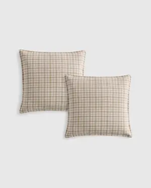 Quince Plaid Cotton Pillow Cover - Natural