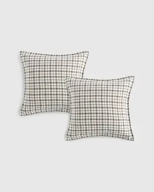 Quince Plaid Cotton Pillow Cover - Olive