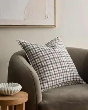 Quince Plaid Cotton Pillow Cover - Olive