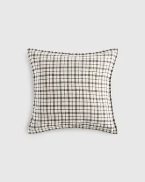Quince Plaid Cotton Pillow Cover - Olive