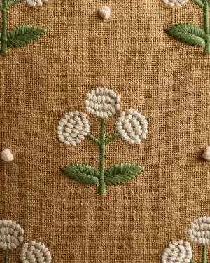 Quince Embroidered Botanical Cotton Pillow Cover, Size