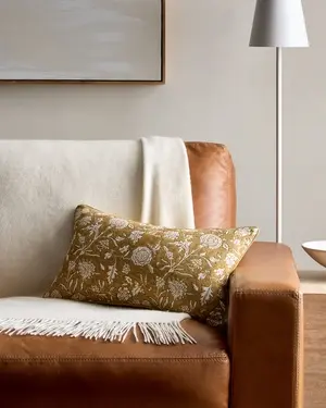 Quince Linen Cotton Botanical Pillow Cover - Honey