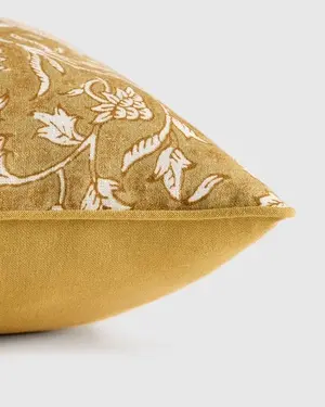 Quince Linen Cotton Botanical Pillow Cover - Honey