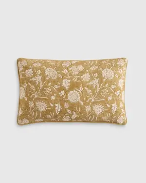 Quince Linen Cotton Botanical Pillow Cover - Honey