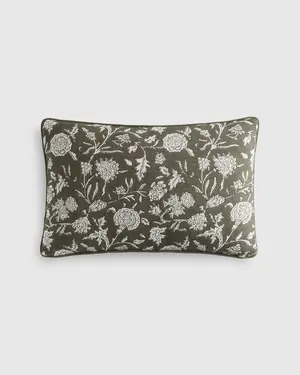 Quince Linen Cotton Botanical Pillow Cover - Olive