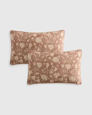 Quince Linen Cotton Botanical Pillow Cover Rose