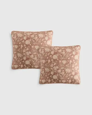 Quince Linen Cotton Botanical Pillow Cover - Rose