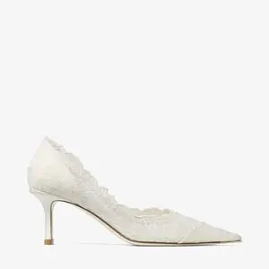 JIMMY CHOO Faiz Pump 65 Ivory Lace Pumps - Ivory/ivory
