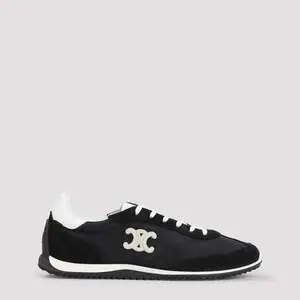 Celine Low-top Racer Sneaker In Leather And Textile - Black
