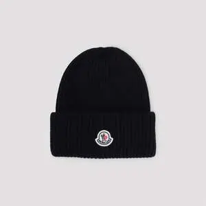 Moncler MONCLER Virgin Wool & Cashmere Beanie Black