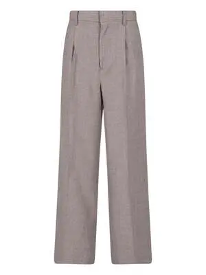Auralee High-waist Wide-leg Wool Trousers - Brown