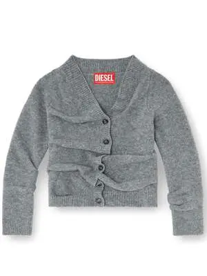 DIESEL® Felted Wool Sweater With Irregular Pleats & Asymmetrical Drape - Grigio