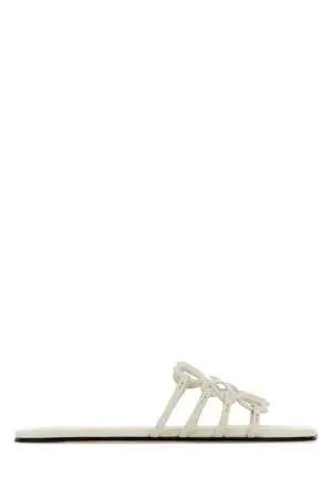 Loewe Anagram Petal Leather Slip-on Sandals - White