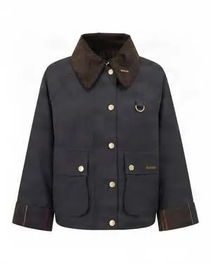 Barbour Waxed Cotton Jacket With Corduroy Collar - Olive/classic