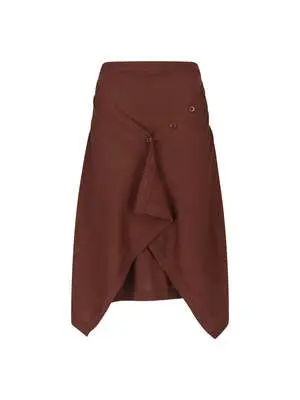 LEMAIRE Asymmetric Wrap-front Midi Skirt - Red