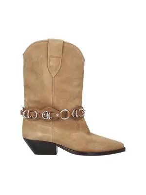 Isabel Marant Étoile Suede Western Harness Mid-calf Boots - Taupe