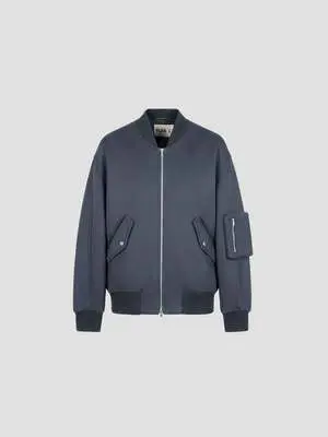 Plan C Viscose Knit Zip-up Bomber Jacket