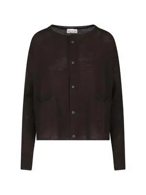 MA'RY'YA Virgin Wool Button-front Cardigan - Brown