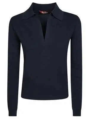 Max Mara Knit Sweater Polo - Blu