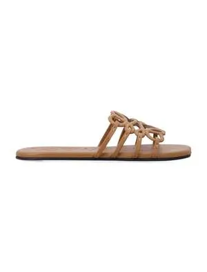 Loewe Anagram Leather Slide Sandals - Marrone
