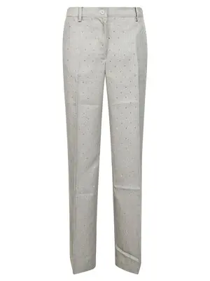 PAROSH Houndstooth Rhinestone Pants - Bianco