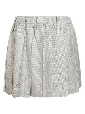PAROSH Houndstooth Rhinestone-embellished Pleated Skirt - Multicolor