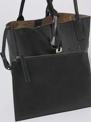 Hogan Address Small Calf Leather Tote Bag With Embossed Logo And Removable Pouch