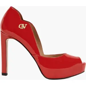 CAVALINHO Iconic Patent Leather Peep-toe Platform Stiletto Heels - Red