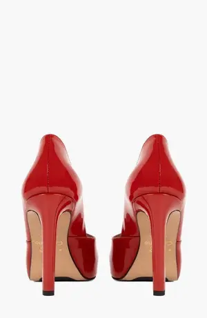 CAVALINHO Iconic Patent Leather Peep-toe Platform Stiletto Heels - Red