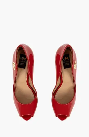 CAVALINHO Iconic Patent Leather Peep-toe Platform Stiletto Heels - Red