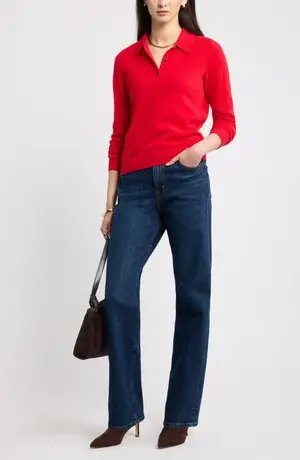 Nordstrom Cashmere Polo Sweater - Red Celebration