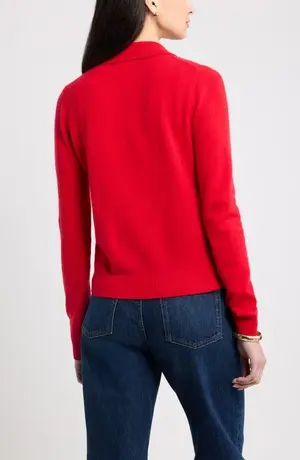 Nordstrom Cashmere Polo Sweater - Red Celebration