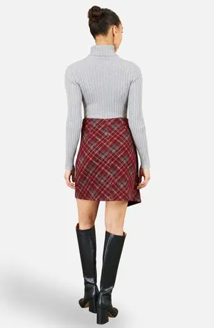 YUMI Check Wrap Mini Skirt