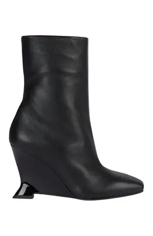 BALMAIN Wedge Smooth Leather Ankle Boots