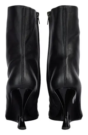 Balmain Wedge Smooth Leather Ankle Boots