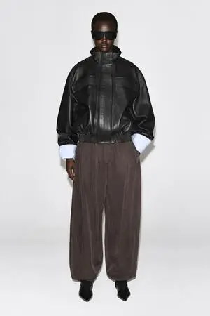 Cos Leather Mock-neck Bomber Jacket