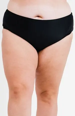 CALYPSA Calypsa Full Coverage Bikini Bottom With Ruched Detail Black