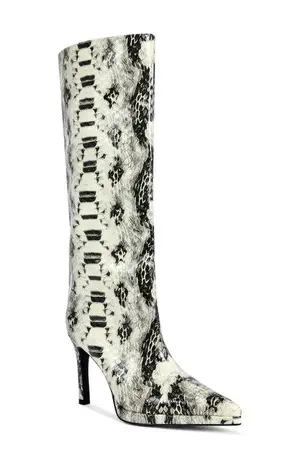 AZALEA WANG Barely Faux Snakeskin Knee High Boot