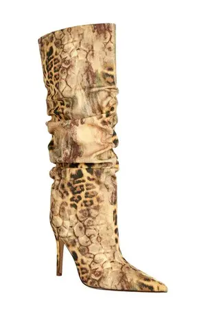 AZALEA WANG Sterre Leopard Print Knee High Boot