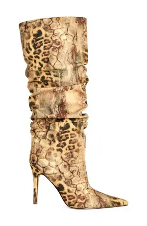 AZALEA WANG Sterre Leopard Print Knee High Boot