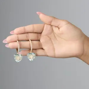 Juicy Couture Rhinestone Heart Charm Hoop Earrings - Gold-tone
