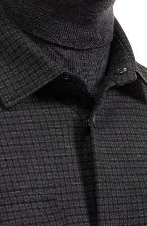 Bugatchi Long Sleeve Knit Button Up Shirt - Black