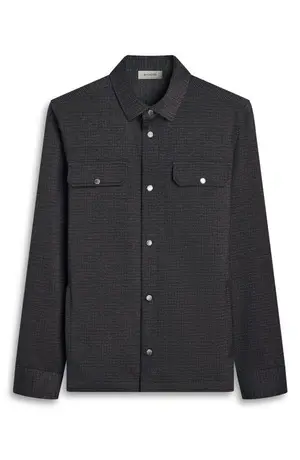 Bugatchi Long Sleeve Knit Button Up Shirt - Black
