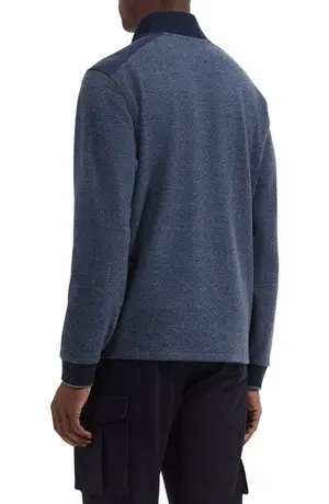 Bugatchi Quarter Zip Knit Pullover - Navy